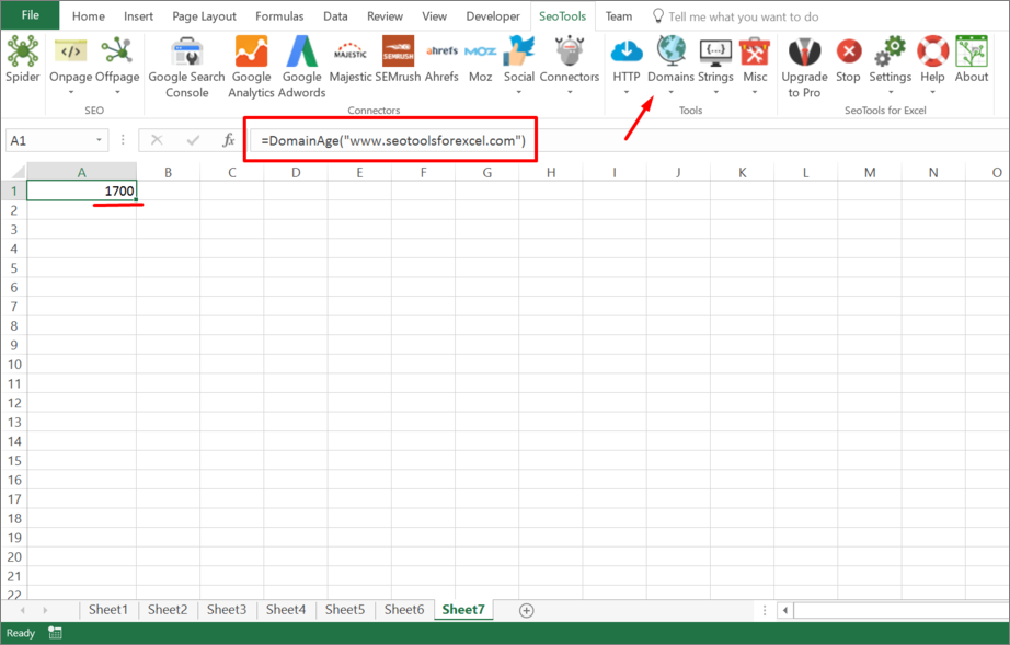 Extract Domain Age Of Web Pages In Excel