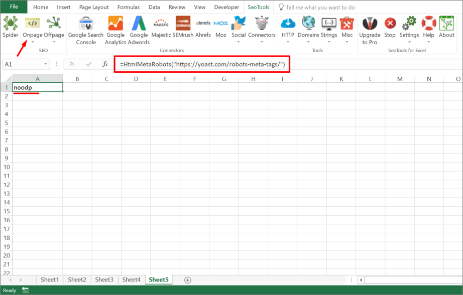 Get The HTML Meta Robots Tag In Excel